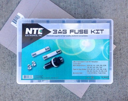 NTE Electronics 74-3AGKIT Glass Fuse Kit, 3AG Equivalent, Assorted ...