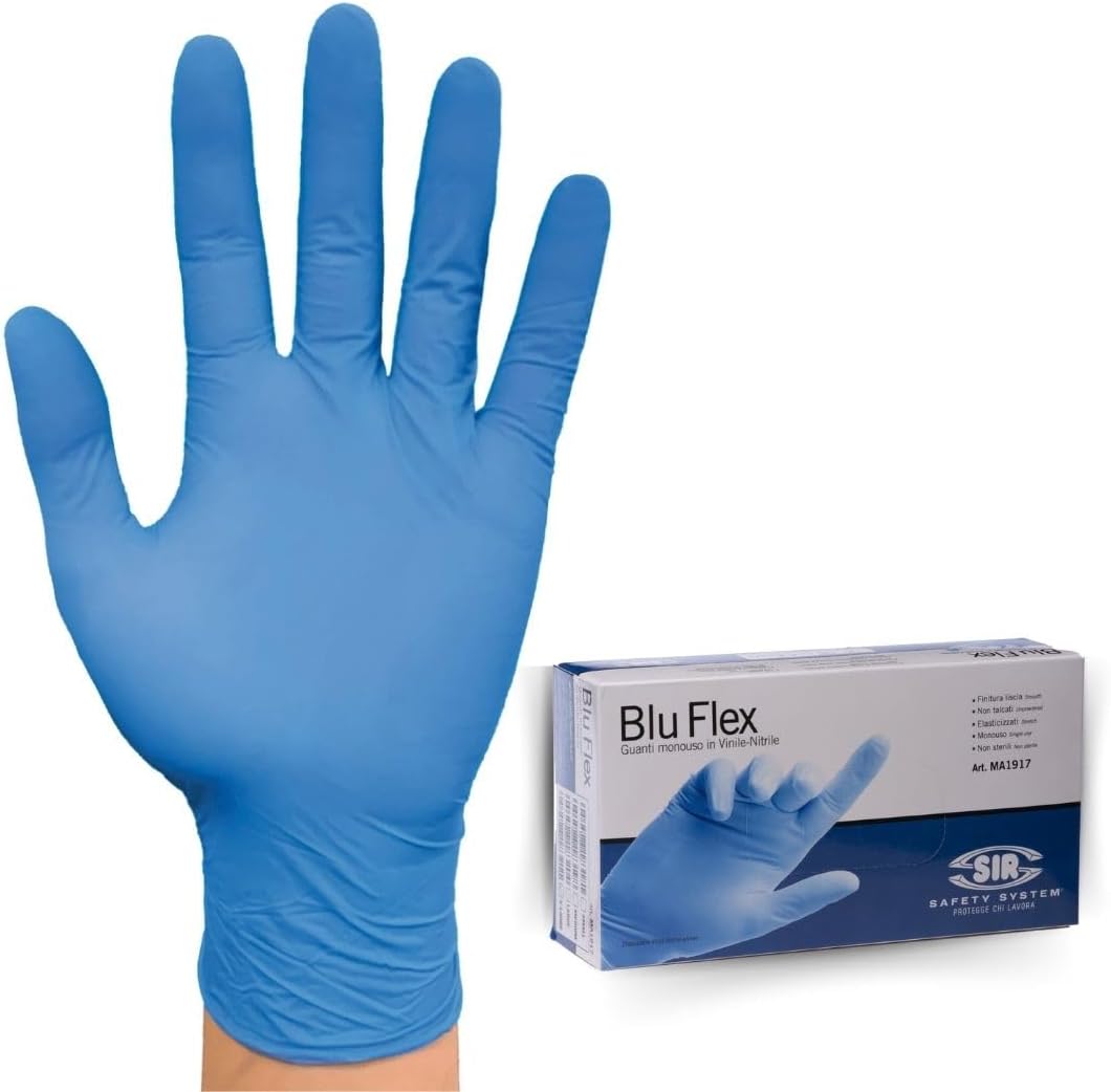 GUANTO MONOUSO NITRILE/VINILE BLU FLEX (conf.100 pz), L Guanti nitrile ...