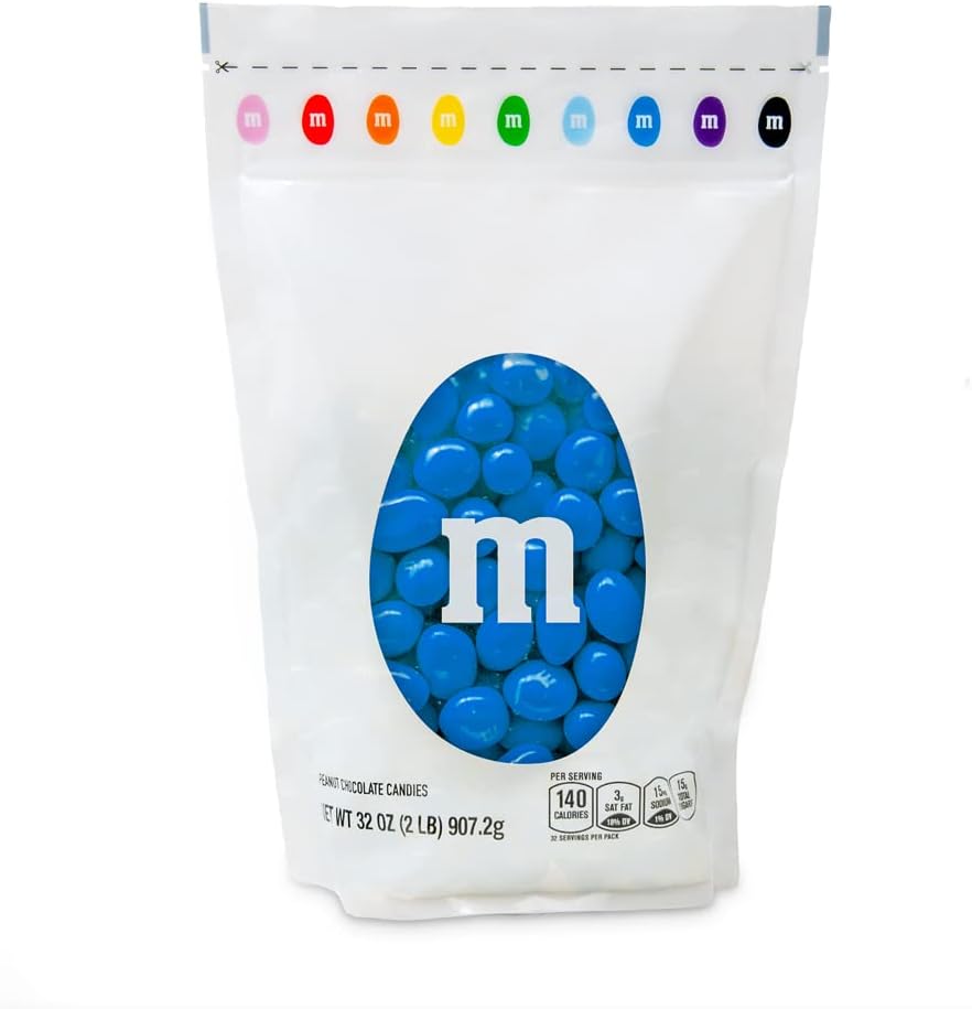 Amazon.com: M&M’S Peanut Blue Chocolate Candy, 2lbs of Bulk Candy in ...