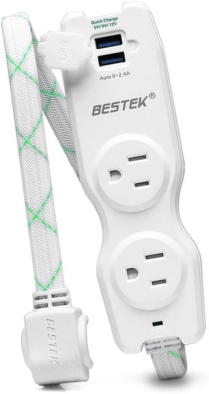Amazon.com: BESTEK 2-Outlet Travel Power Strip with 4.2A Dual Smart USB ...