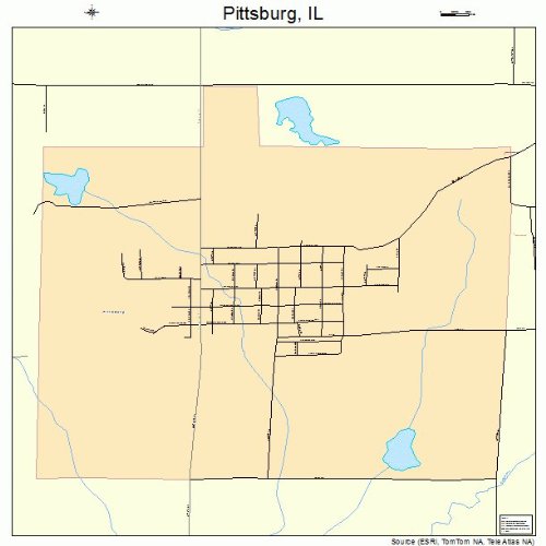 Large Street & Road Map of Pittsburg, Illinois IL - Printed poster size ...