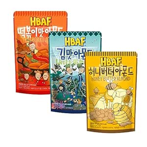 Amazon.com : [Official Gilim HBAF Brand] Korean Seasoned Almonds 3 Flavor Pack Mix (Laver, 1 x ...