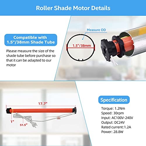 Snapklik.com : AC 100-240V Hardwired Roller Tubular Blind Motor