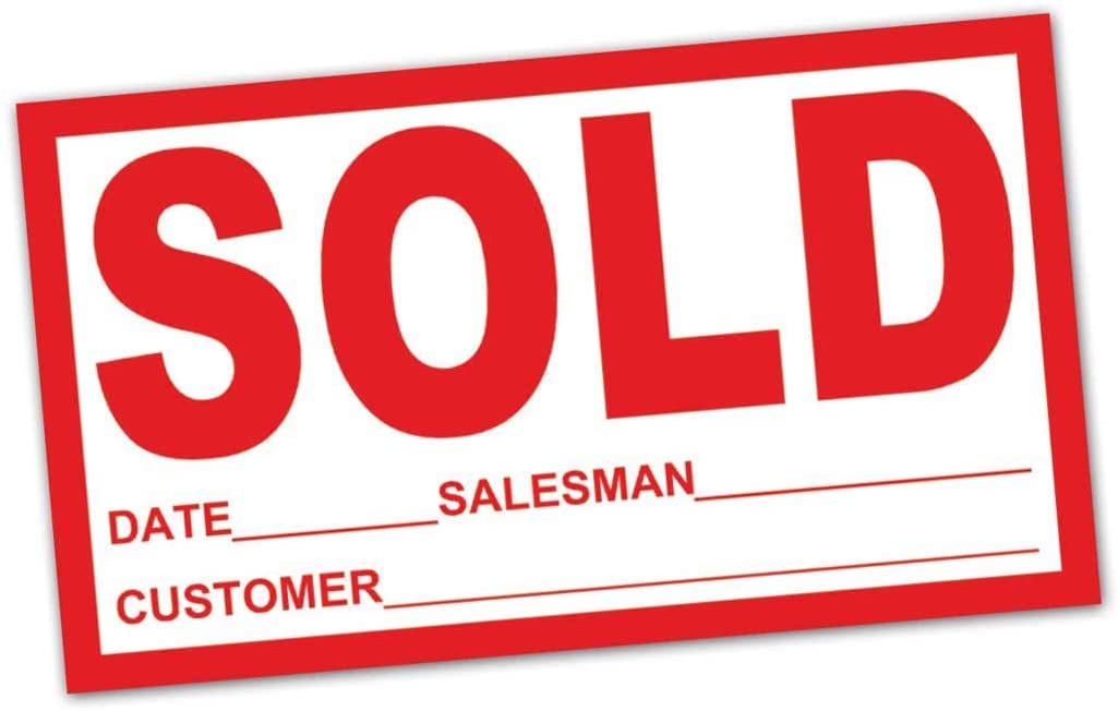 Amazon.com: Auto Dealer Red Sold Stickers Pack of 100, Auto Sold ...
