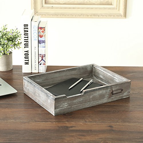 MyGift Vintage Graywashed Wood Letter Tray, Office Desktop - Want It All