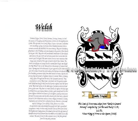 Amazon.com: Welsh Coat of Arms/ Family Crest on Fine Paper and Family ...