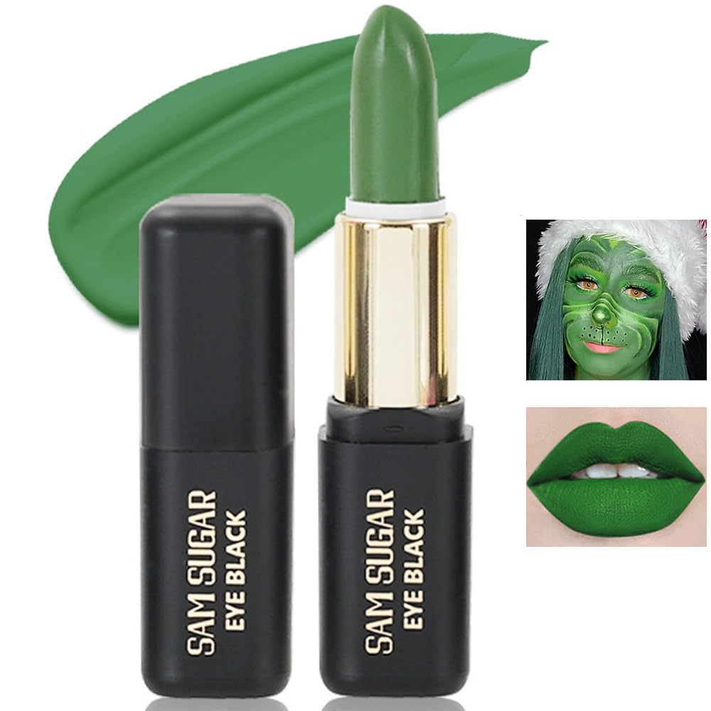 Green Matte Lipstick for Halloween Gothic Cosplay Makeup, Non-Stick Cup ...