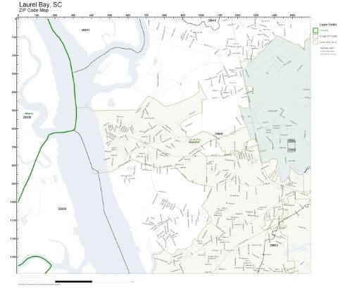 Amazon.com : ZIP Code Wall Map of Laurel Bay, SC ZIP Code Map Not ...
