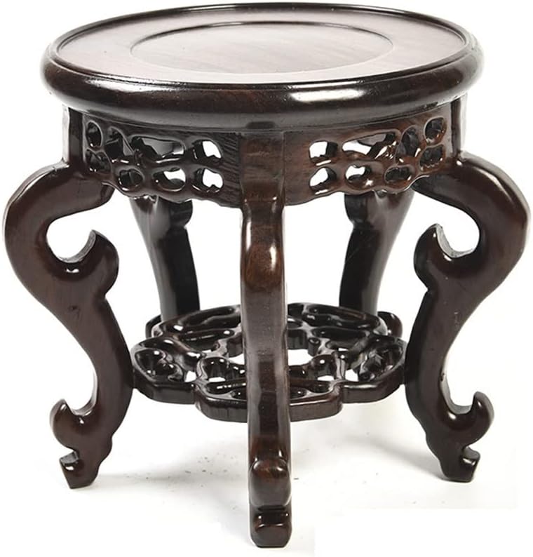 Amazon.com : Garden Plant Pot Riser Round High Base Ebony Wood Carving ...