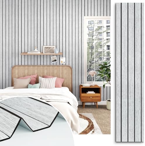 Amazon.com: STICKEEP White Grey Wood Panels for Wall Slat Panel Self ...