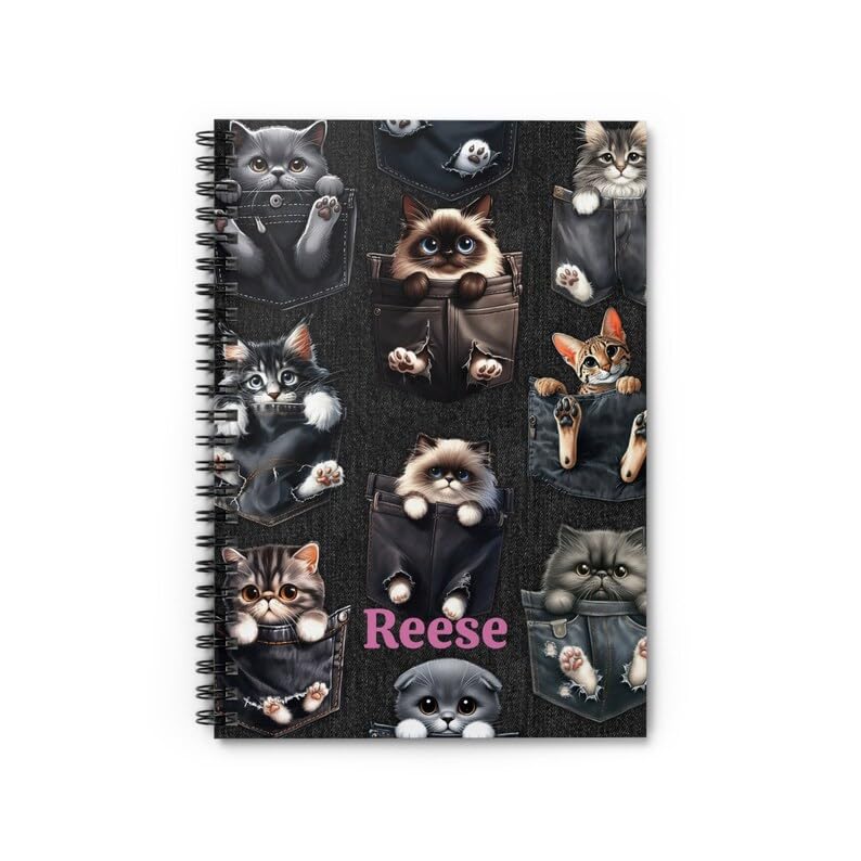 Amazon.com: Personalized Cats in Pockets Spiral Notebook - Cat Mom ...