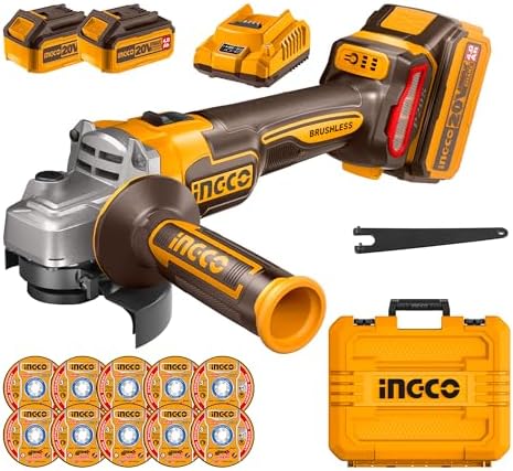 INGCO 115mm Cordless Angle Grinder 20V Brushless Angle Grinder Tools ...