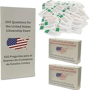 Amazon.com: U.S. Civics Test Flash Cards Combo Set with Bilingual ...