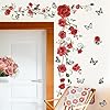 Amazon.com: decalmile Red Rose Vine Wall Decals Flowers Butterfly ...