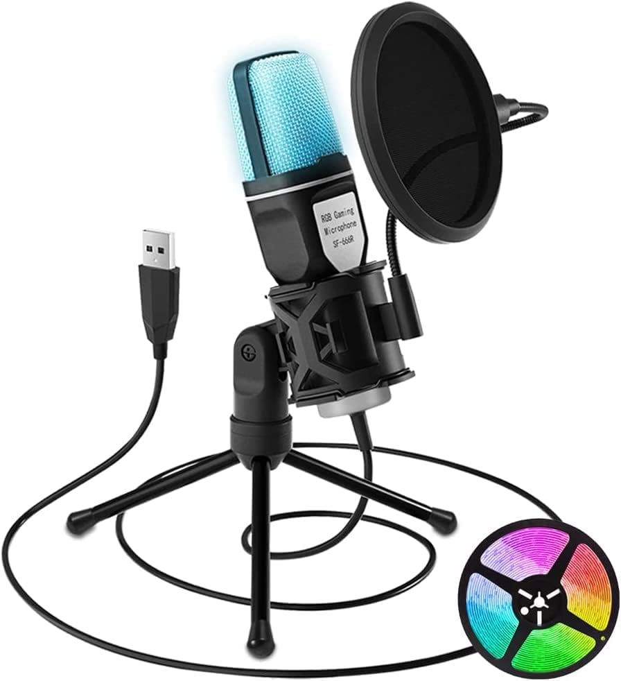 Amazon.com: YANMAI RGB USB Condenser Microphone Cardioid Gaming Mic SF-666R with Anti-Vibration ...