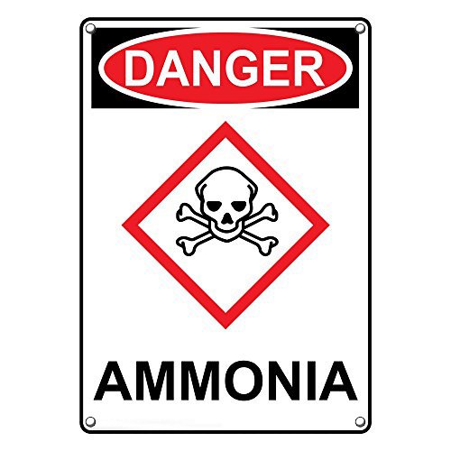 Weatherproof Plastic Vertical OSHA-GHS Danger Ammonia Sign with English ...