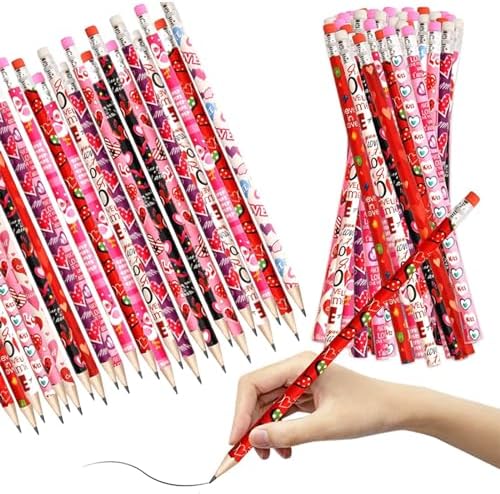 Amazon.com : Jgalnim 72PCS Valentine's Day Pencils, Party Favors Wooden ...