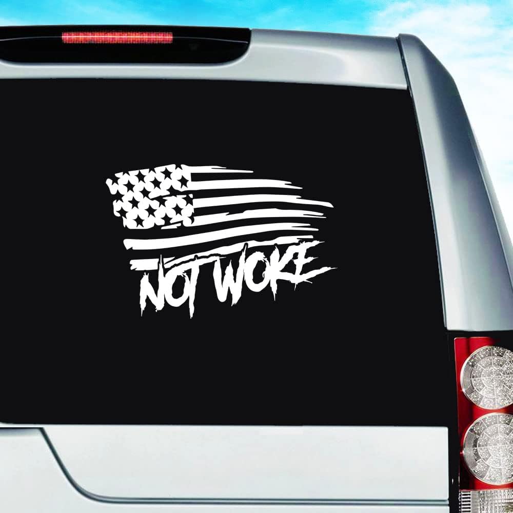 Amazon.com - Not Woke American Flag Anti Woke Truck Car Window Decal ...