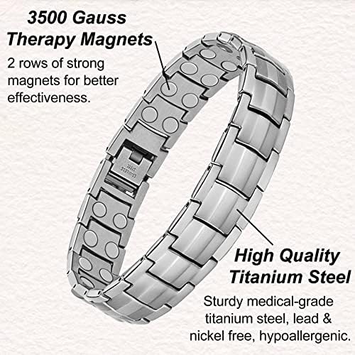 Amazon.com: Feraco Magnetic Bracelets for Men Pain Relief Titanium ...