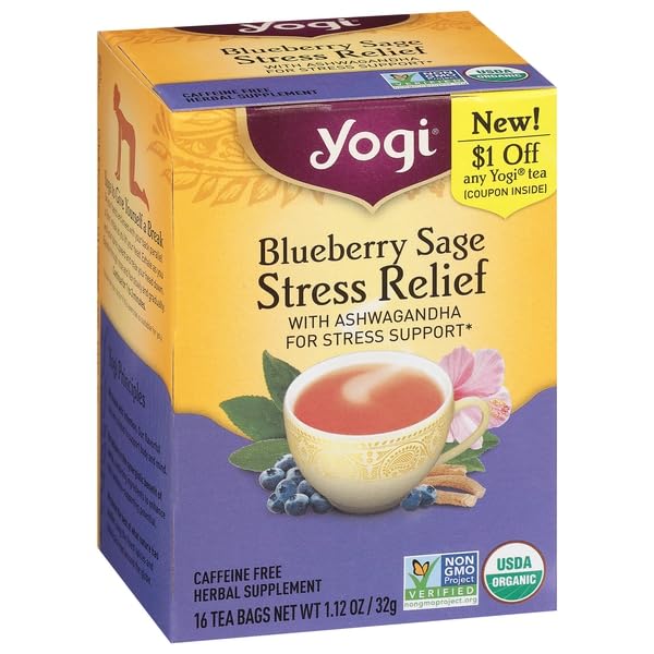 Amazon.com : Yogi Teas (Groc), Stress Relief Blueberry Sage Caffeine ...