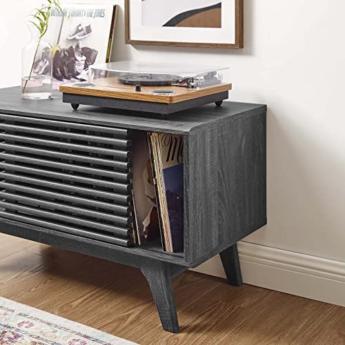 Modway Render Mid-Century Modern 37" Vinyl Record Display Stand in Charcoal