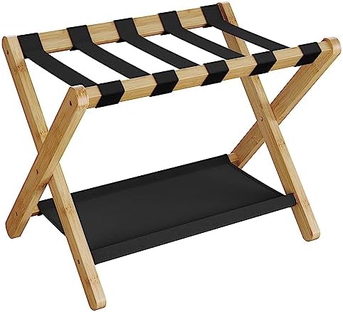 SONGMICS Luggage Rack, Bamboo Luggage Rack for Guest Room, Folding ...