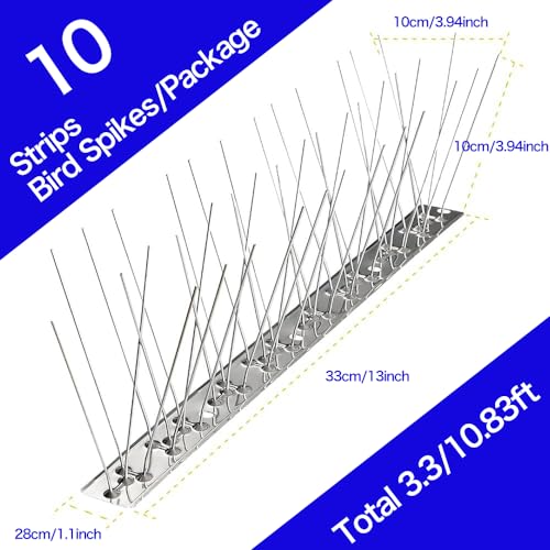 WHIRLGEE Bird Spikes With Stainless Steel Base, Bird Spikes for Pigeons ...