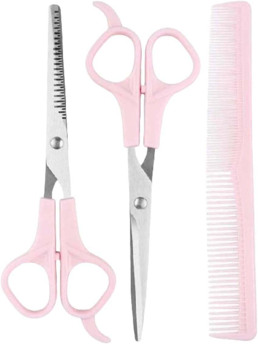 Amazon.com : Pink Stainless Steel Hair Cutting Shears Set - 6.7inch ...