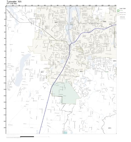Amazon.com : ZIP Code Wall Map of Tumwater, WA ZIP Code Map Laminated ...