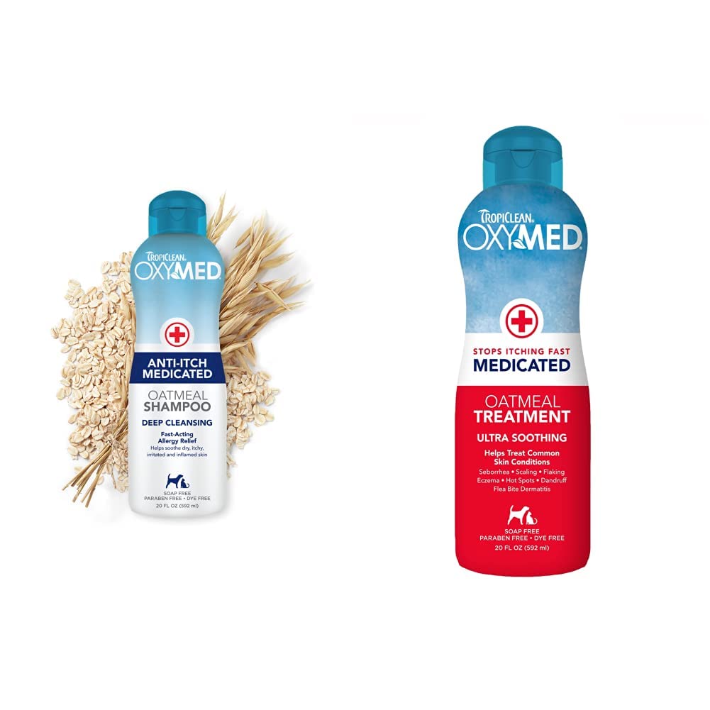TropiClean OxyMed Medicated Dog Shampoo for Pets, 592ml & OxyMed ...