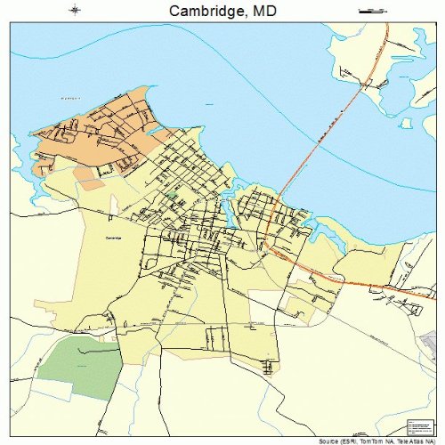 Large Street & Road Map of Cambridge, Maryland MD - Printed poster size ...
