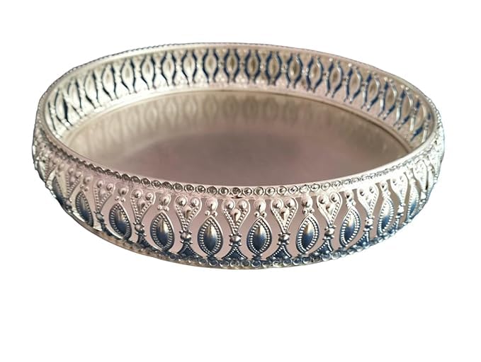 U Z HANDICRAFTS German Silver Tray Decorative Metal Serving Tray 8 INCH ...