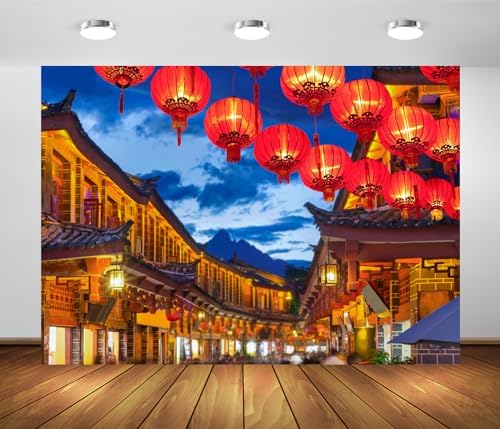 Amazon.com : BELECO 7x5ft Fabric Traditional Chinese Town Backdrop ...