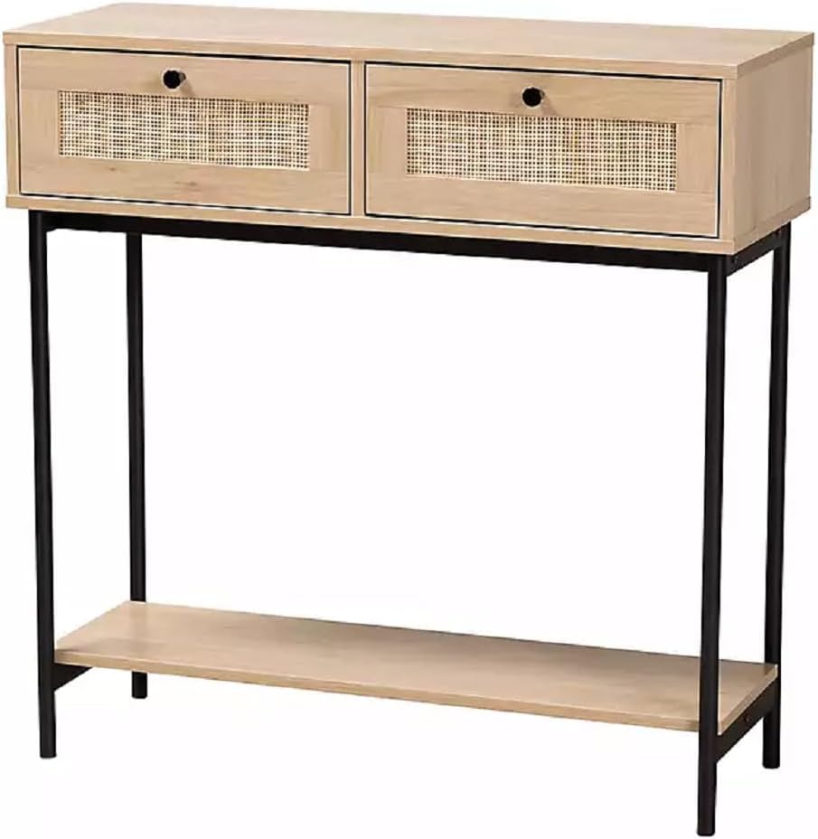 Amazon.com: Natural Woven Rattan 2-Drawer Console Table, Console Table ...