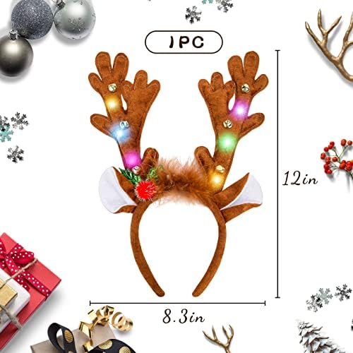 Amazon.com: MCPINKY Reindeer Antlers Headband, LED Deer Antlers ...