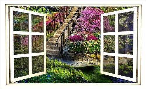 Amazon.com: 24" Window Scape Instant View Amazing Flower Garden #1 Wall ...