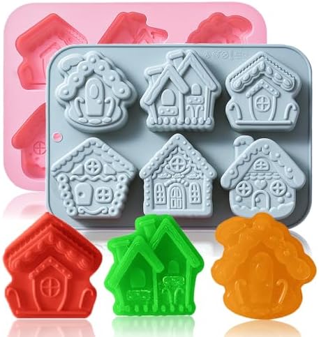 Amazon.com: 2 Pack Gingerbread House Cake Molds Christmas Gingerbread ...
