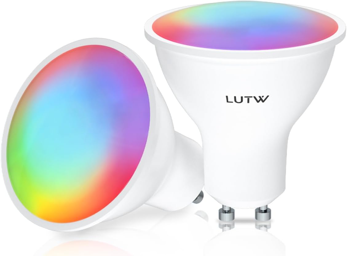 LUTW GU10 Smart Bulb, RGBCW Colour Changing Alexa Light Bulbs GU10, 2 ...