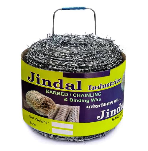 Jindal Barbed Wire for Fencing Wire 2 MM Thickness 14 Gauge Alloy Steel Wire with Hook Approx ...
