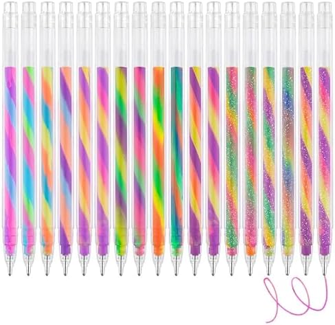 Amazon.com: YHCHLHFF Rainbow Gel Pens with Glitter Crystal Pastels 18 ...