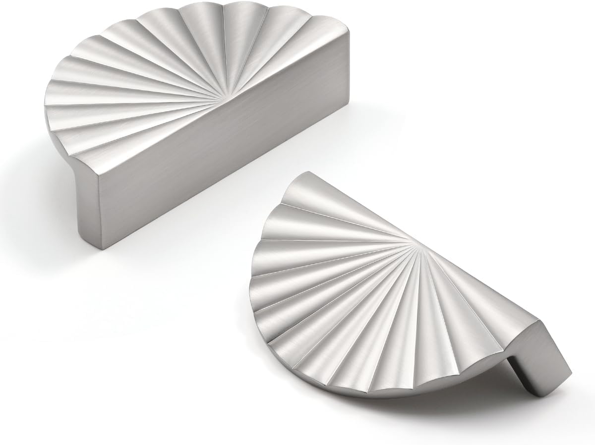 JIASENBAO 5 Pack Brushed Nickel Cabinet Pulls 3" Hole Center Cup Flat ...