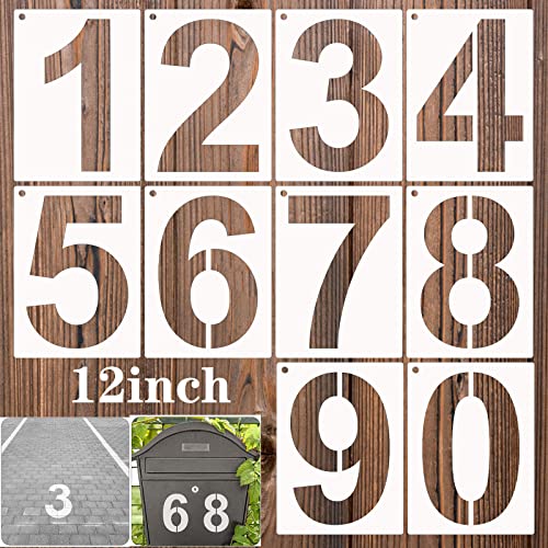 BTORER 12inch 0 to 9 Large Number Stencils Set, 10Pcs Reusable Curb ...