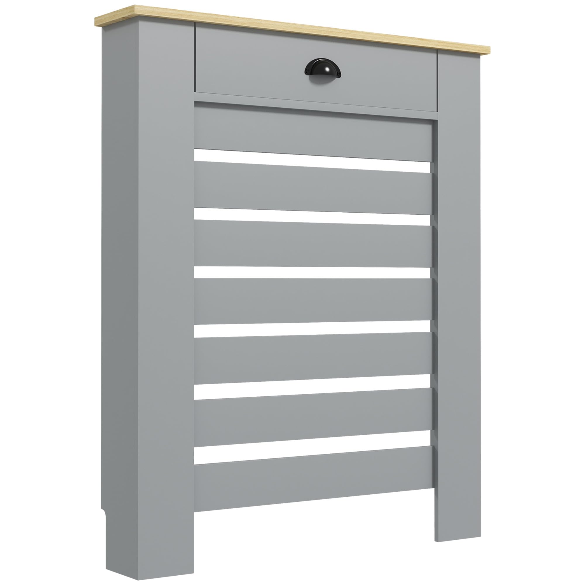 HOMCOM Radiator Cover with Drawer, Horizontal Slatted Grill, Grey ...