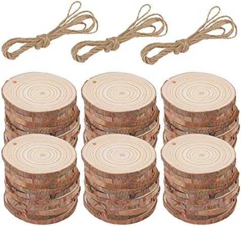 ZEONHAK 60 PCS 6-7cm Craft Wood Slices, Natural Wooden Log Slices with ...