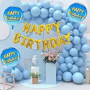 TOYXE Baby Blue Rubber with Golden Birthday Letter and Round Foil ...