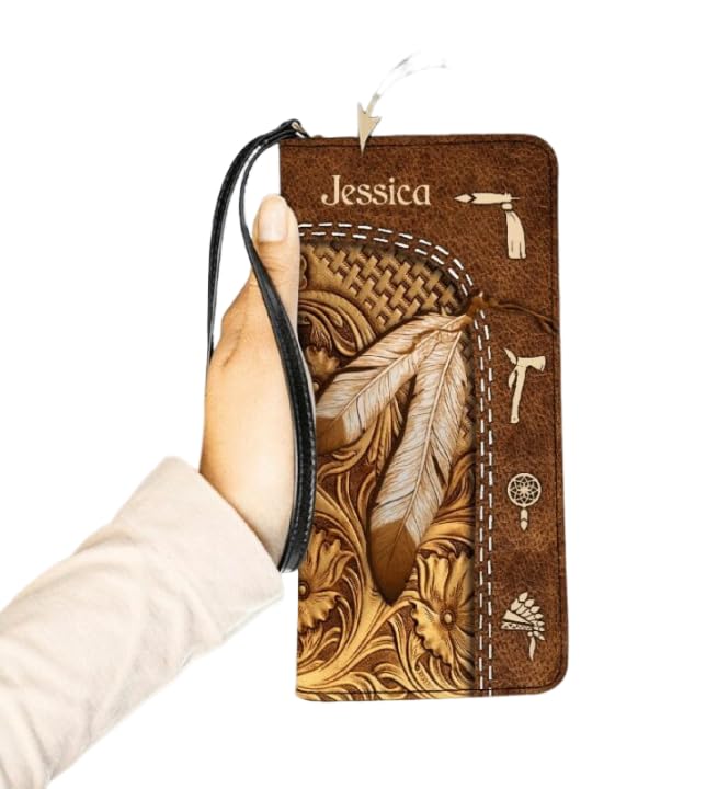Amazon.com: Personalized Native American Women Leather Wallet, Tribal ...