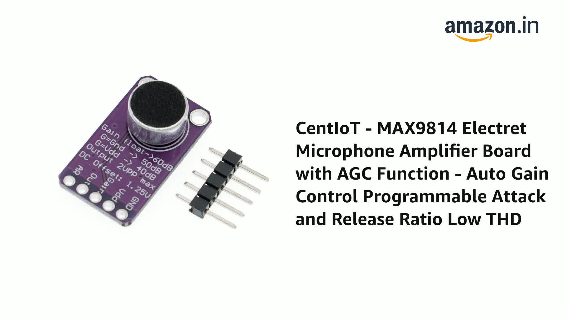 Ecx Amp Mt MAX9814 Electret Microphone Amplifier Module With Automatic ...