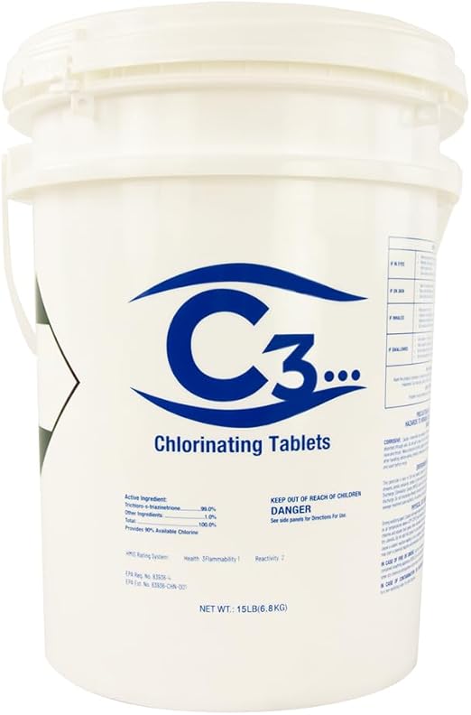 Amazon.com : C3... 3" Stabilized Chlorine Tablets for Swimming Pools ...