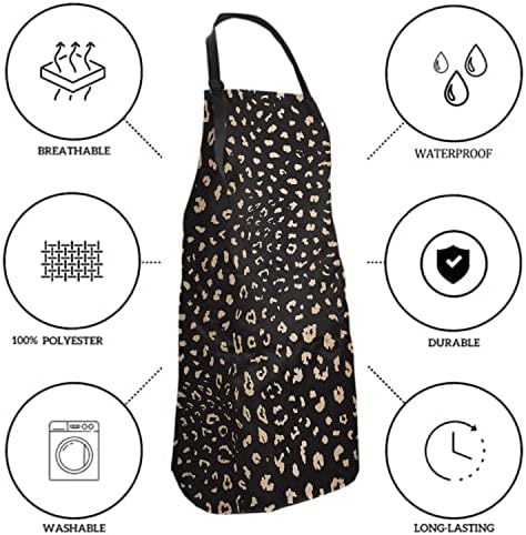 Amazon.com: Sweetshow Leopard Print Apron Animal Aprons for Women Nail ...
