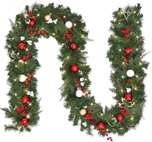 Amazon.com: 3 Rolls Christmas Tree Garland with Led Lights Black and ...